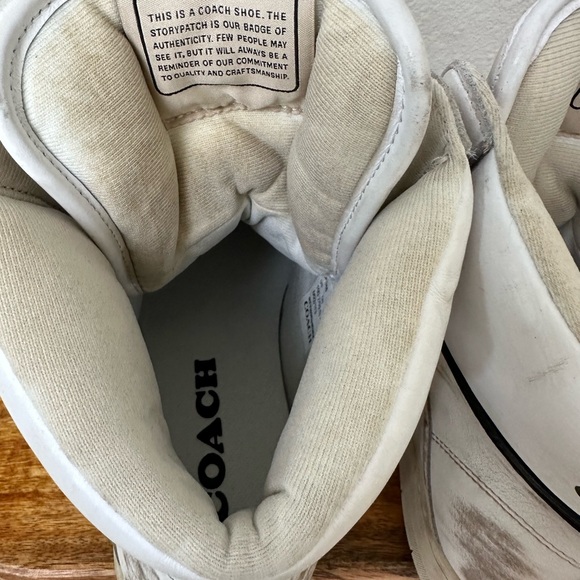 Coach | Shoes | Brand New Coach Distressed Leather High Top Sneakers ...